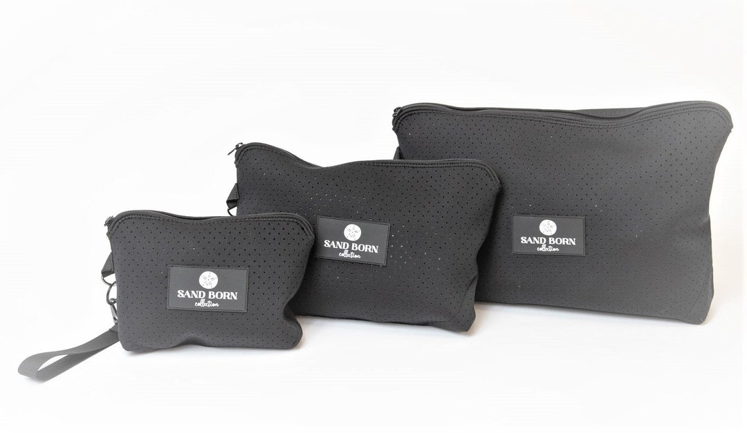 3 Pouches Neoprene Black Perforated Zipper Pouch Bags Sale Sand Proof ...
