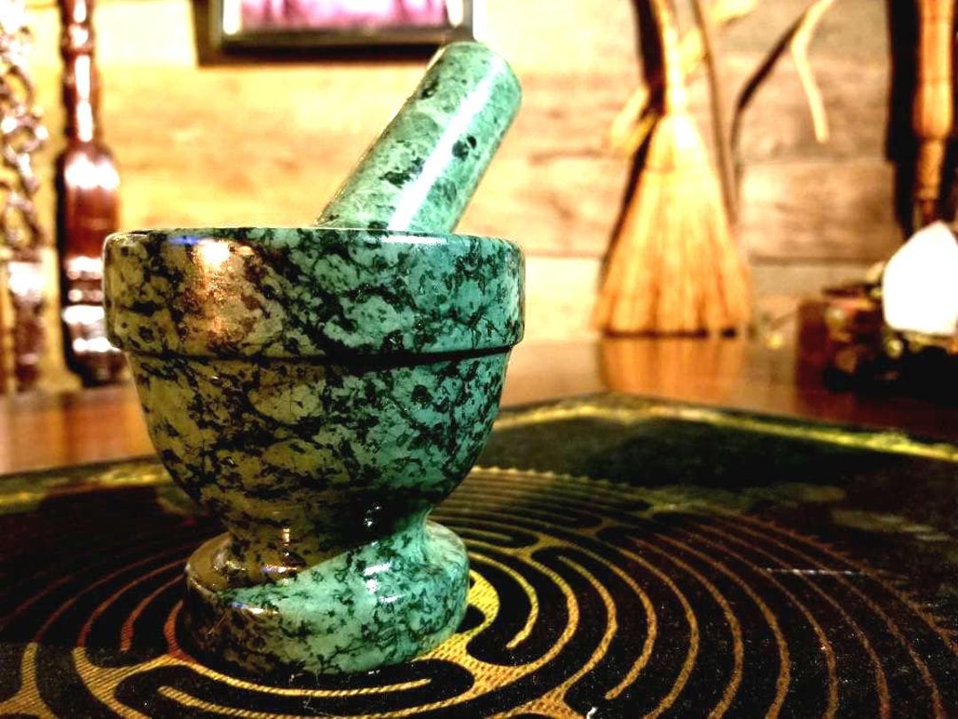 Mortar & Pestle, Green Marble. - Etsy