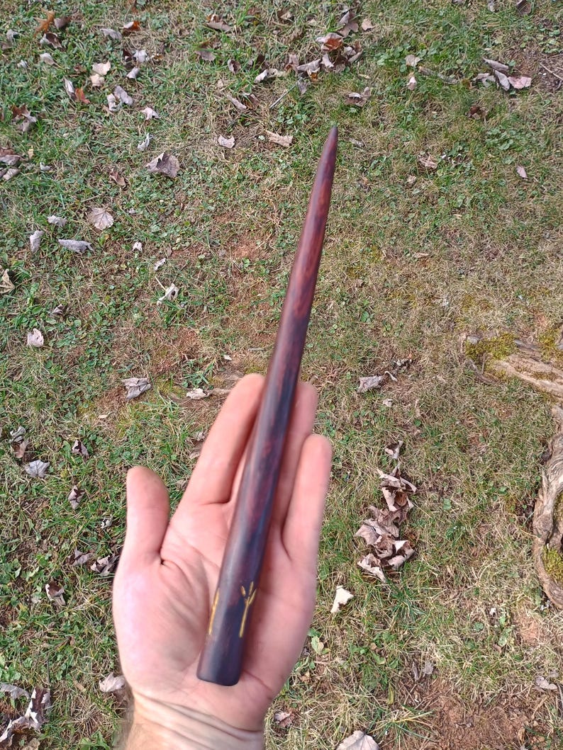 Dark Rosewood Wand, Elder Futhark Runes - Etsy