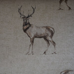 Large Stag Print Animal Footstool - Hard Wood Turned Waxed Legs - Only ...