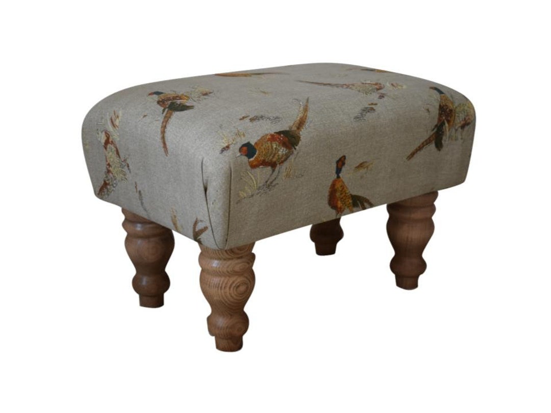 Small Pheasant Footstool - Turned Waxed or Mahogany Legs - 46cm X 31cm ...