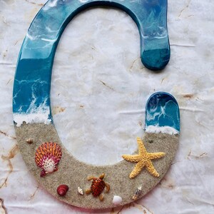 Personalized Resin Large Letter for Wall Coastal Shell Surf Decor Beach ...