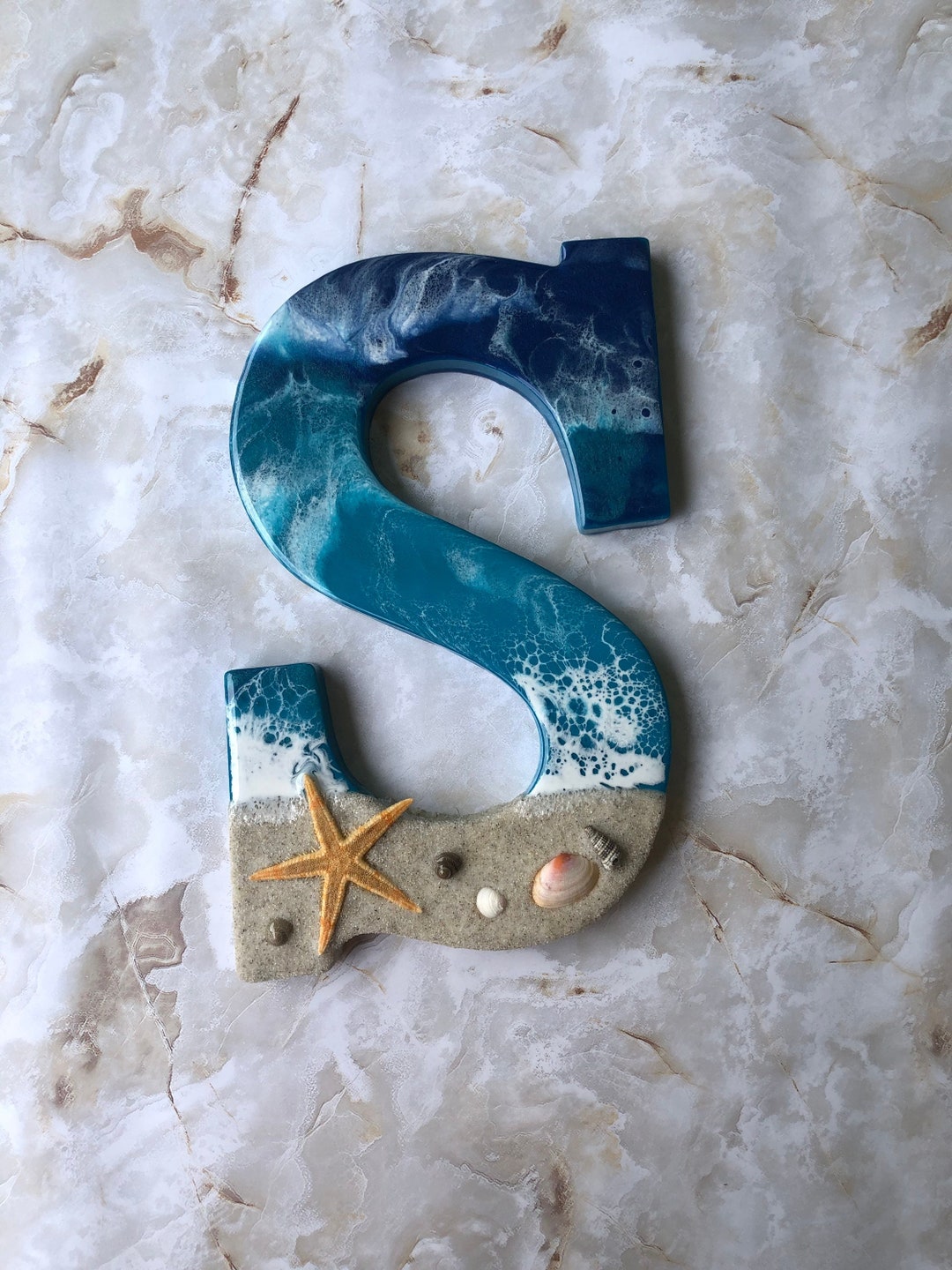 Pick Any Letter | Hanging Personalized Beach Resin Letter | Seashell ...