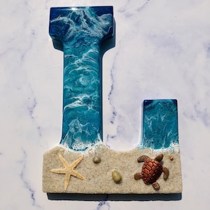 Personalized Beach Resin Letter: Coastal Home Decor, Surf Art - Etsy