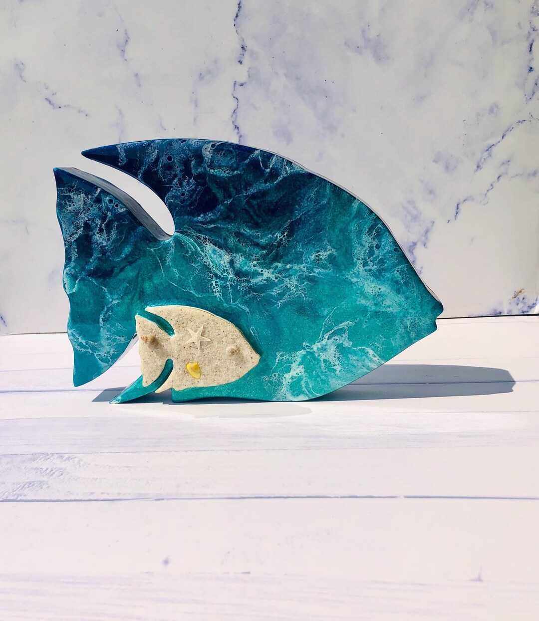 Personalized Standing Beach Fish for Table | Handmade Gift | Beach ...