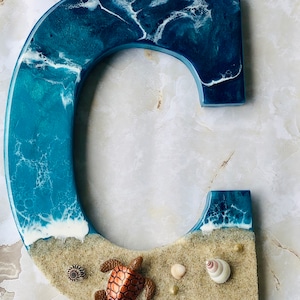 Custom Beach Themed Letter Art | Monogram Initial Decor | Coastal Decor ...