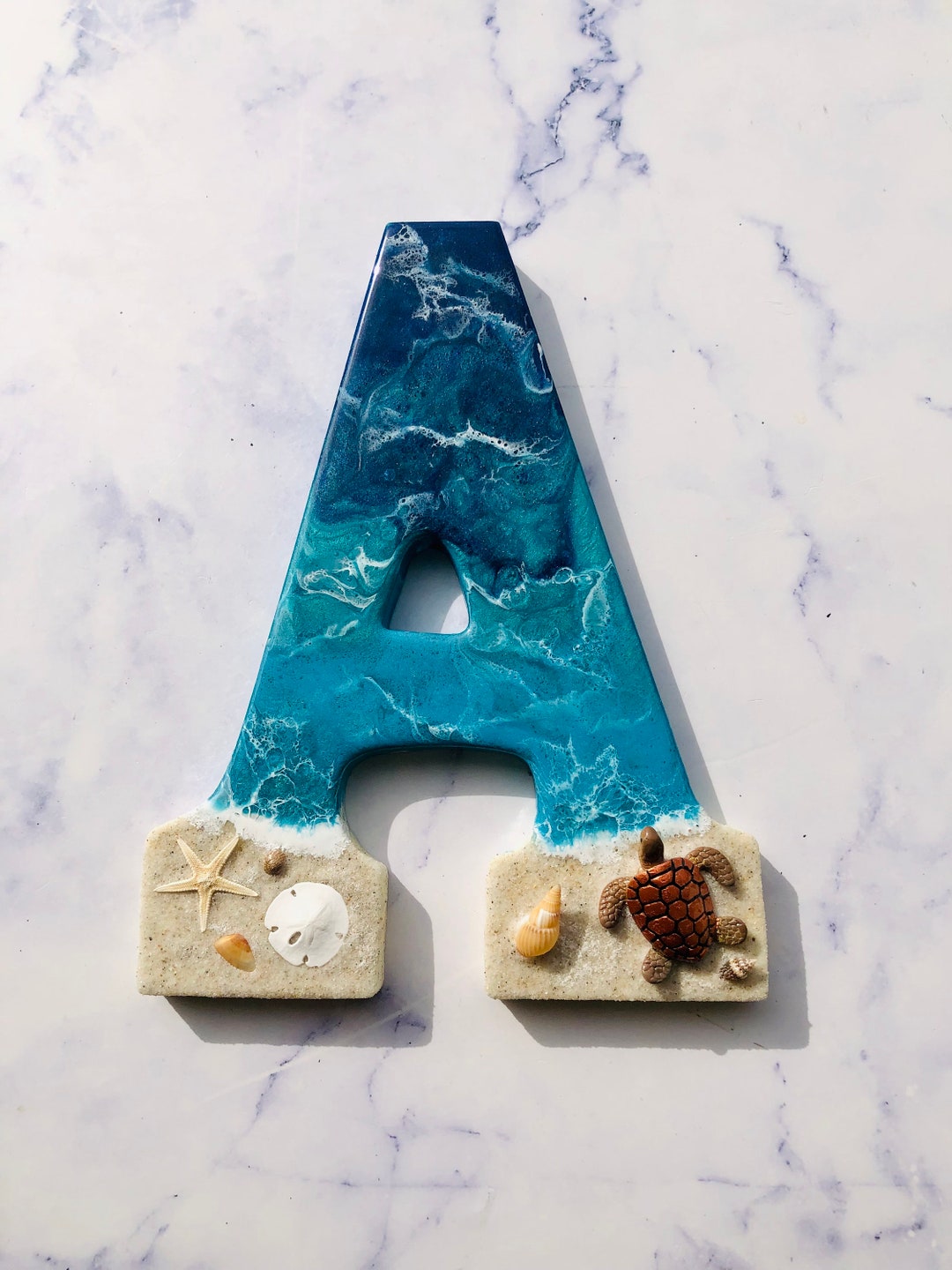 Custom Sand Dollar Beach Resin Beach Art Letter| Coastal Sand Dollar ...