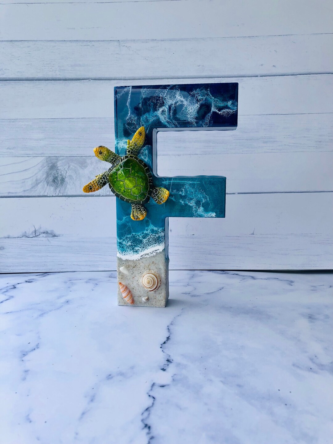 Standing Beach Resin Letters | Handmade Gift | Beach Decor ...