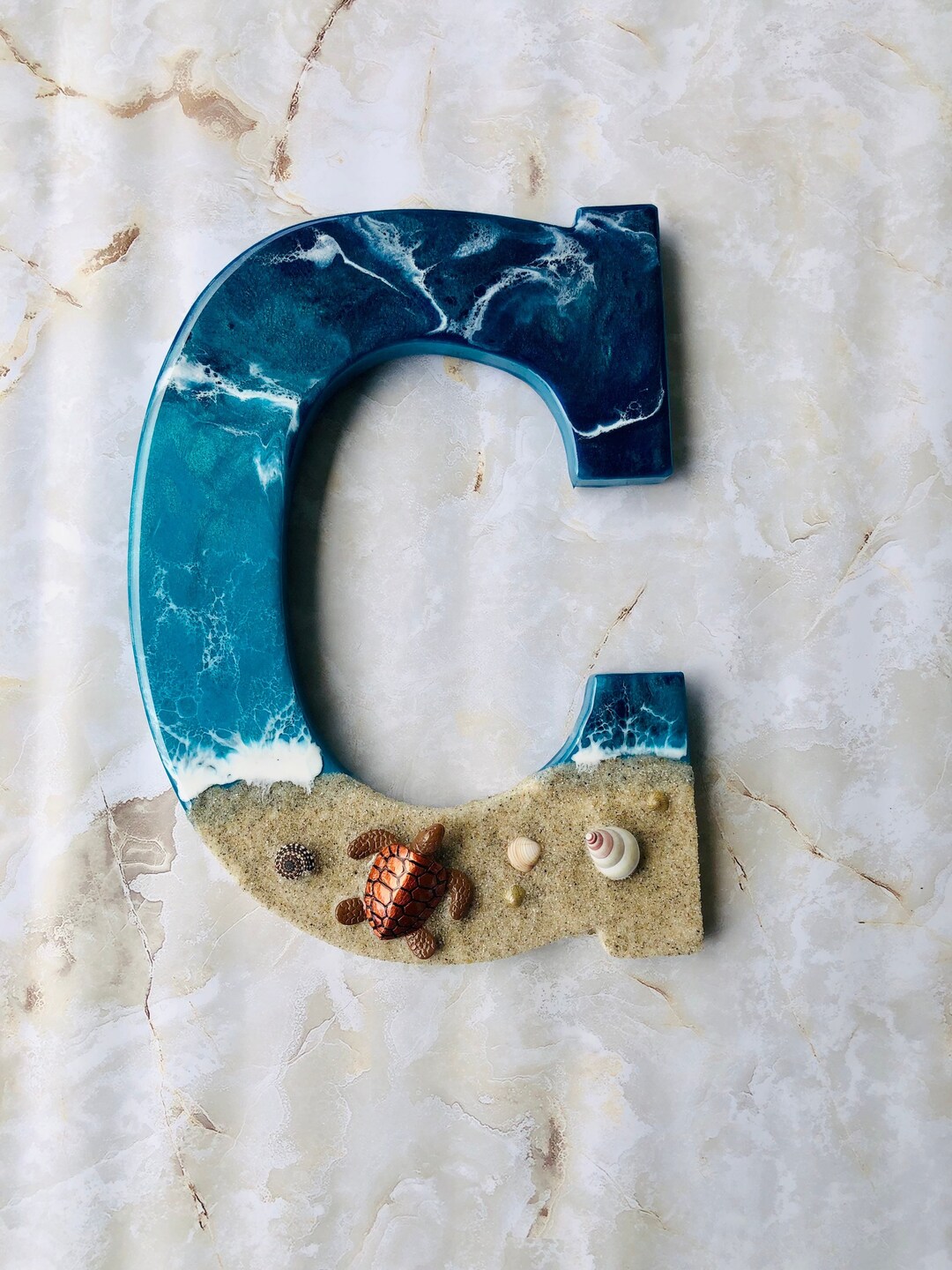 Custom Beach Themed Letter Art | Monogram Initial Decor | Coastal Decor ...