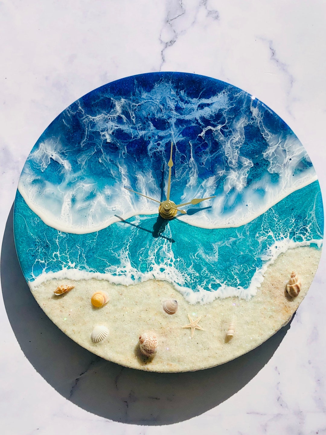 9 Beach Clock Wave Resin Art Clock Beach Art Wall - Etsy