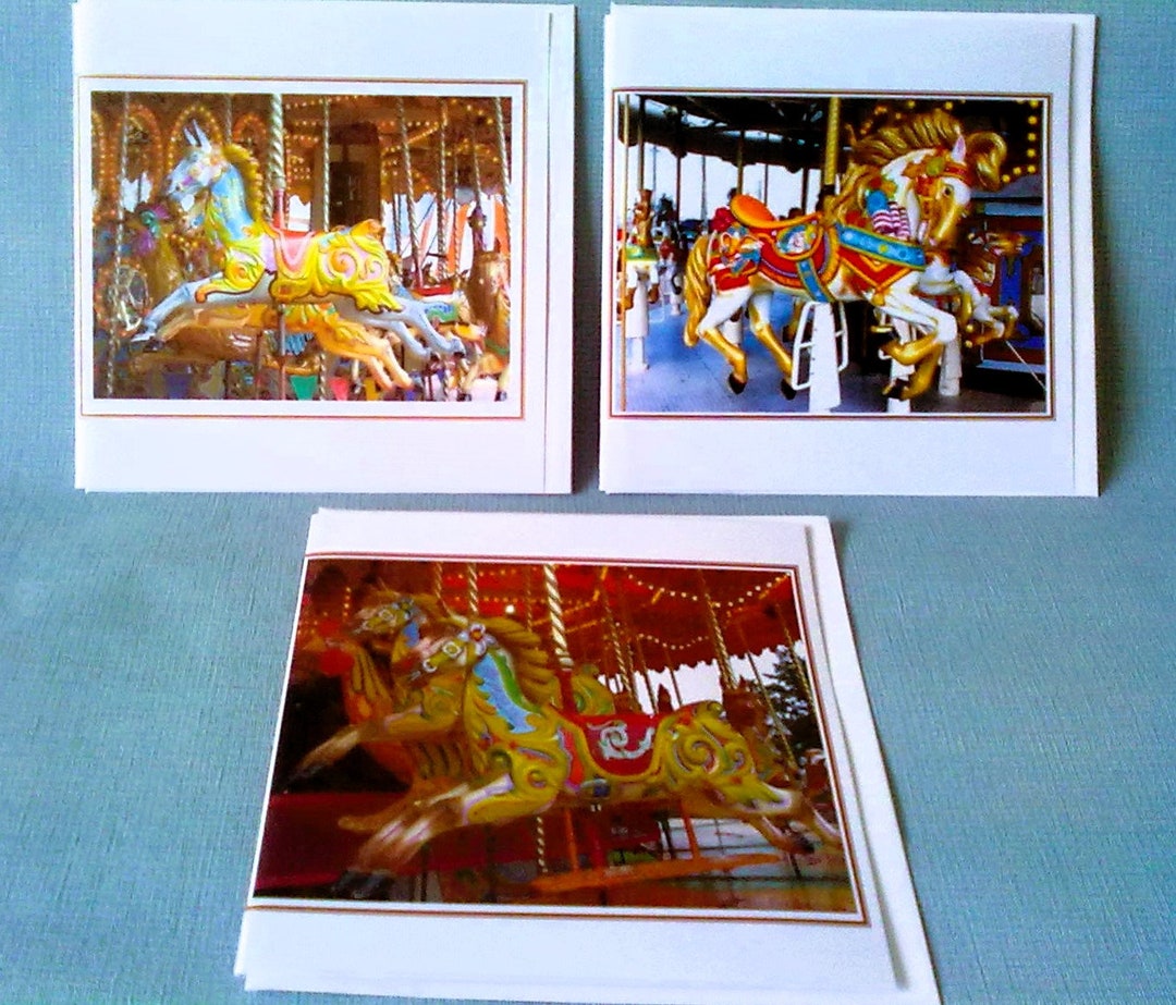 Vintage Fairground Fun Greetings Cards-pack of 3 Carousel - Etsy