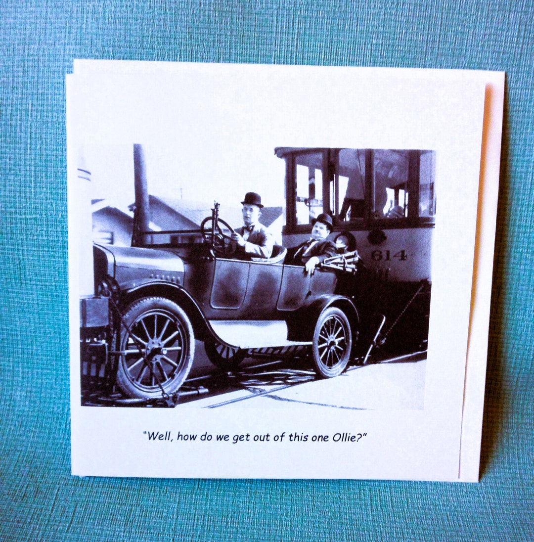 Laurel and Hardy Classic Hollywood Movie Themed Greetings Card, B&w ...