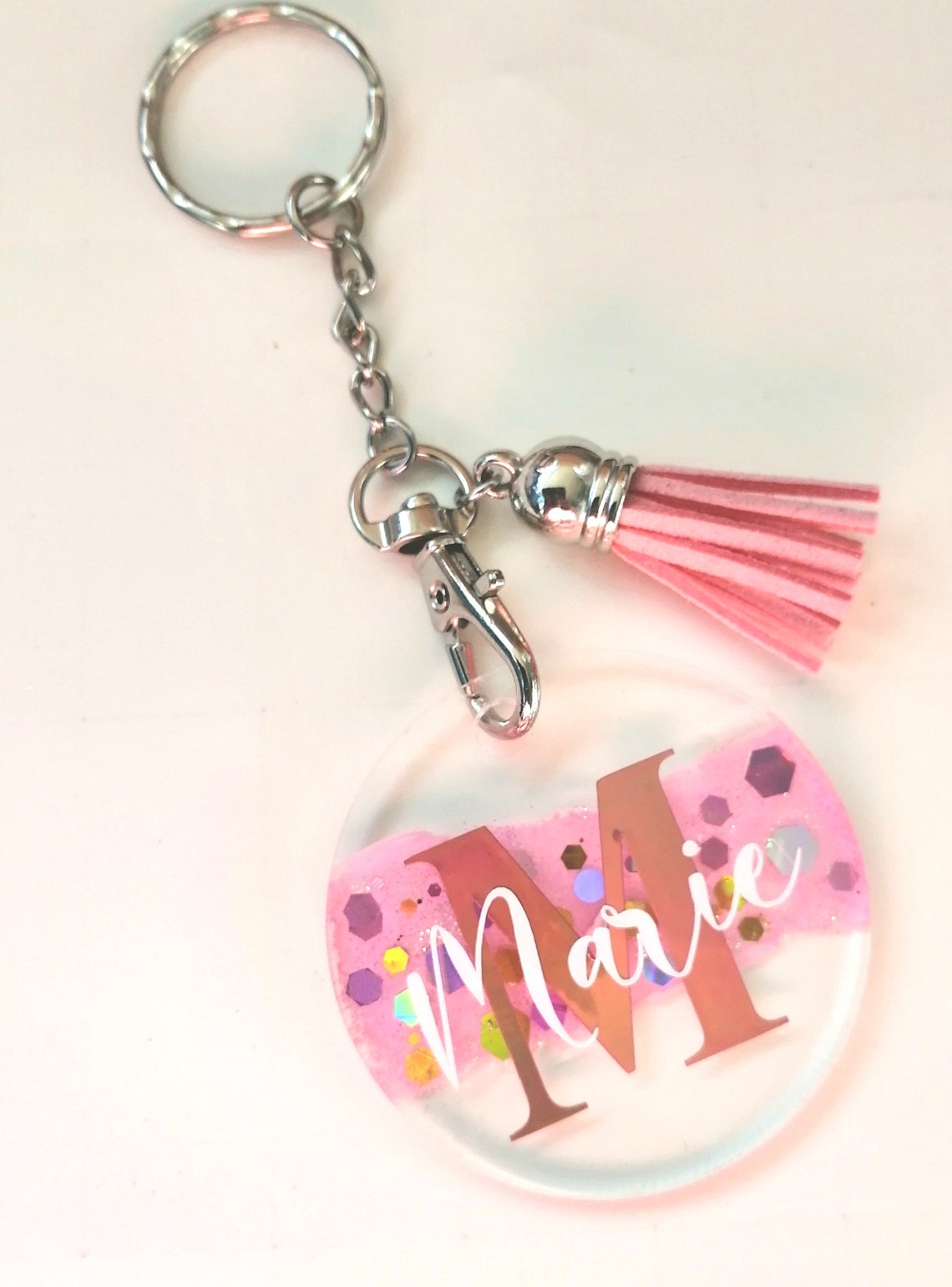 Keyrings keychain Pink personalised keyringkeychainBag | Etsy
