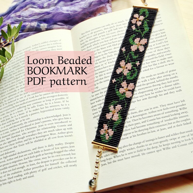 Cherry Blossom Beaded Bookmark Pattern – Loom Bracelet PDF Tutorial ...