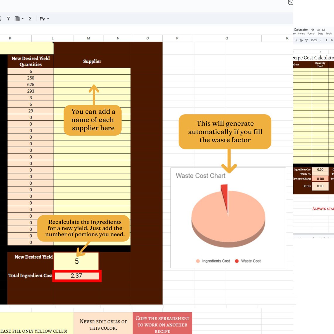 Bakery Cost Calculator: Recipe Pricing Spreadsheet (google Sheets ...