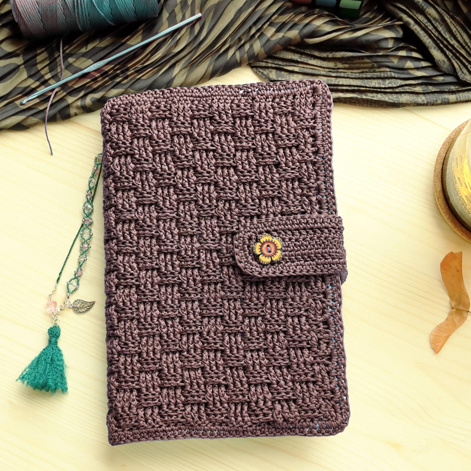 Crochet Book Cover Pattern: Basket Weave, Magnetic Strap Closure (PDF ...