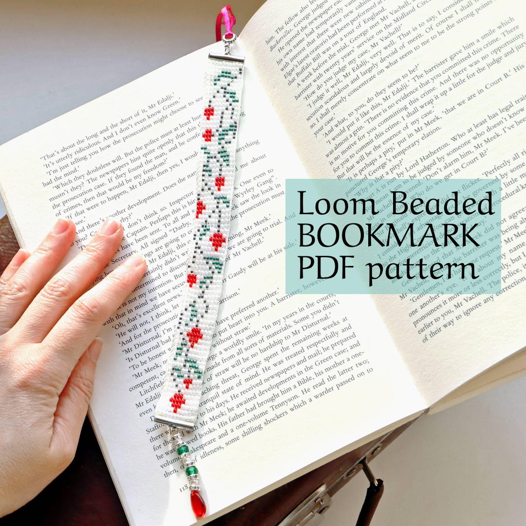 Seed Bead Loom Pattern - Berry Floral Bookmark & Bracelet Tutorial ...