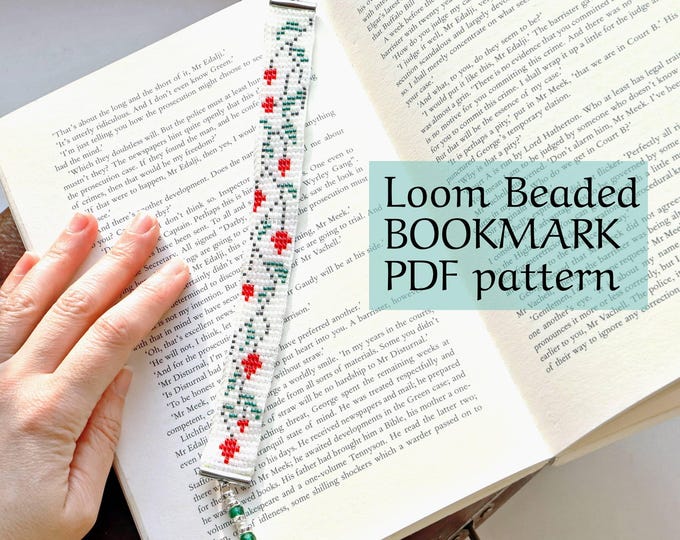 Seed Bead Loom Pattern - Berry Floral Bookmark & Bracelet Tutorial ...