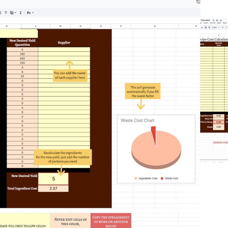 Bakery Cost Calculator: Recipe Pricing Spreadsheet (google Sheets ...