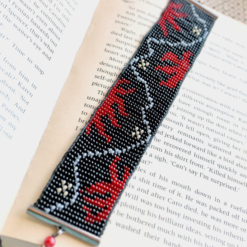 Red Flower Loom Beading Pattern Bookmark – Digital PDF, Seed Bead ...
