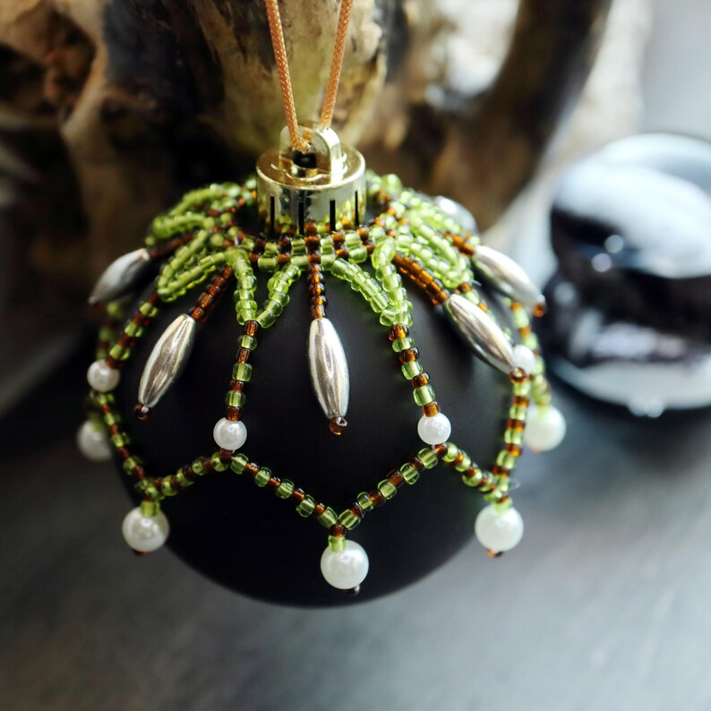 Victorian Beaded Christmas Ornament Cover Pattern, Pearls and Metal ...