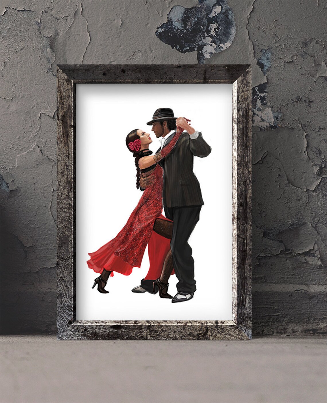 Tango Print Original Digital Painting. Dancing People. Love Dance ...