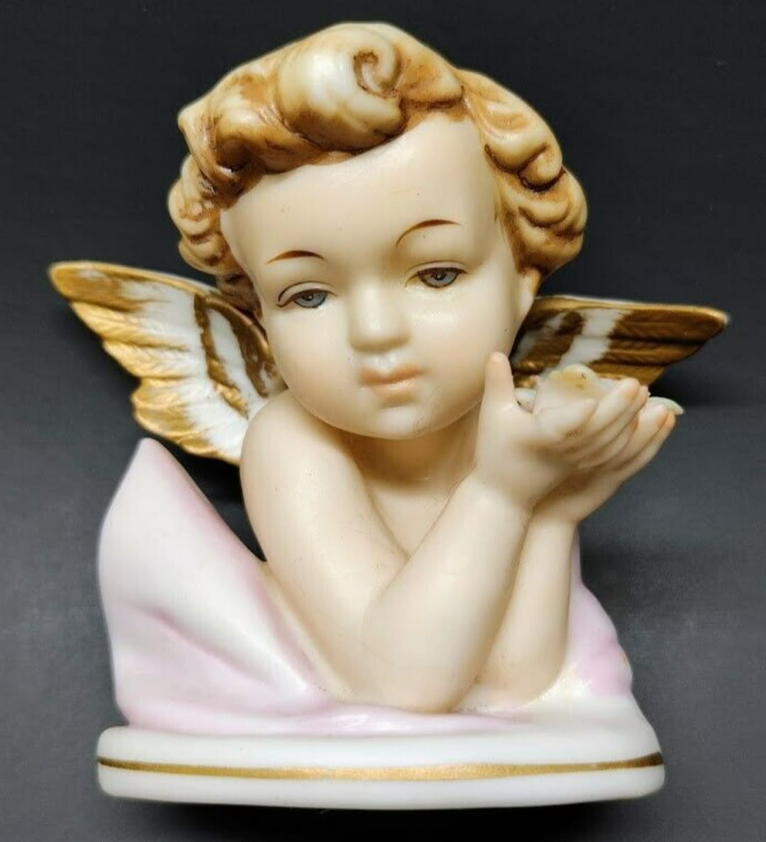 Vintage Porcelain Angel Cherub Holding Flower Figurine 4.5" Japan - Etsy