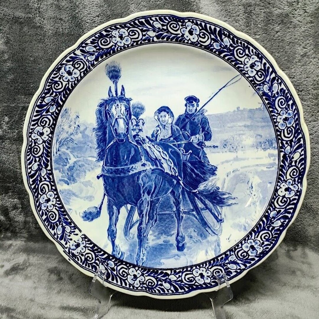 White Horse Carriage Royal Sphinx Delft Blue Holland 15 Charger Plate ...