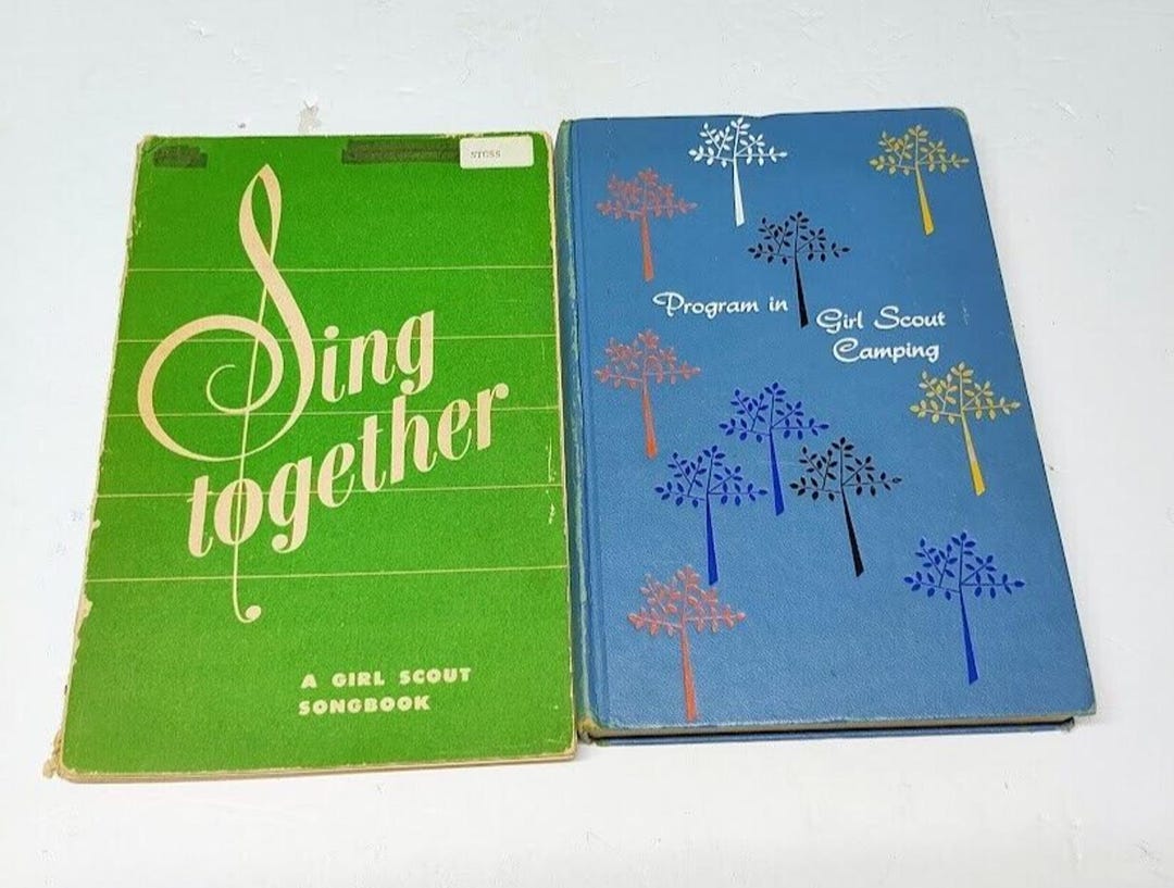 Vintage 1959 Program in Girl Scout Camping Book & 1949 Girl Scout Sing ...