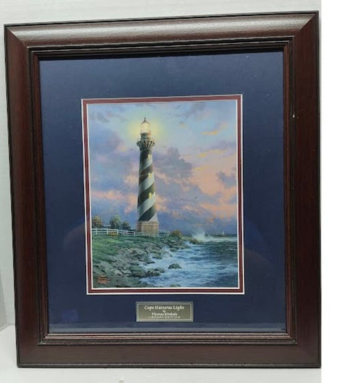 Thomas Kinkade Cape Hatteras Light Lighthouse Framed Matted Print Certificate - Etsy