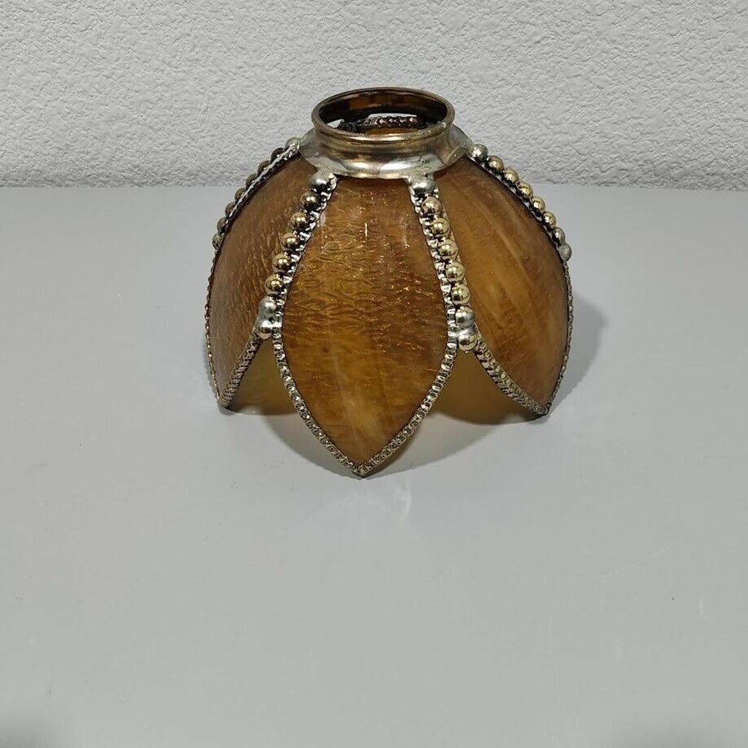 Antique Vtg Brass Slag Glass Tulip Lamp or Lighting Shade Measurements ...