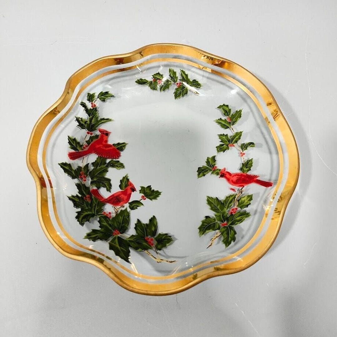 Vintage Glass Plate Designer Collection Michio Suzuki Holly Berries ...
