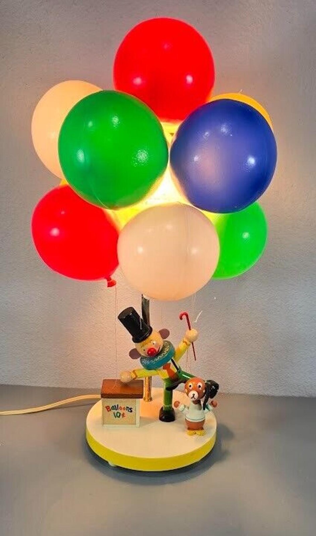 Vintage Dolly Toy Co 1970s Clown Balloon Vendor Nursery Lamp With Nite ...