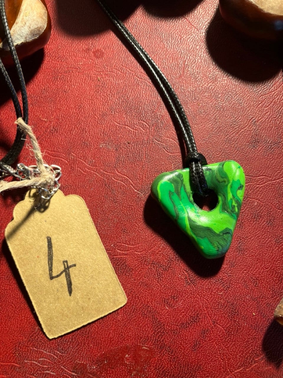 Coraline Seeing Stone Pendant Necklace in Green Polymer Clay Black Cord ...