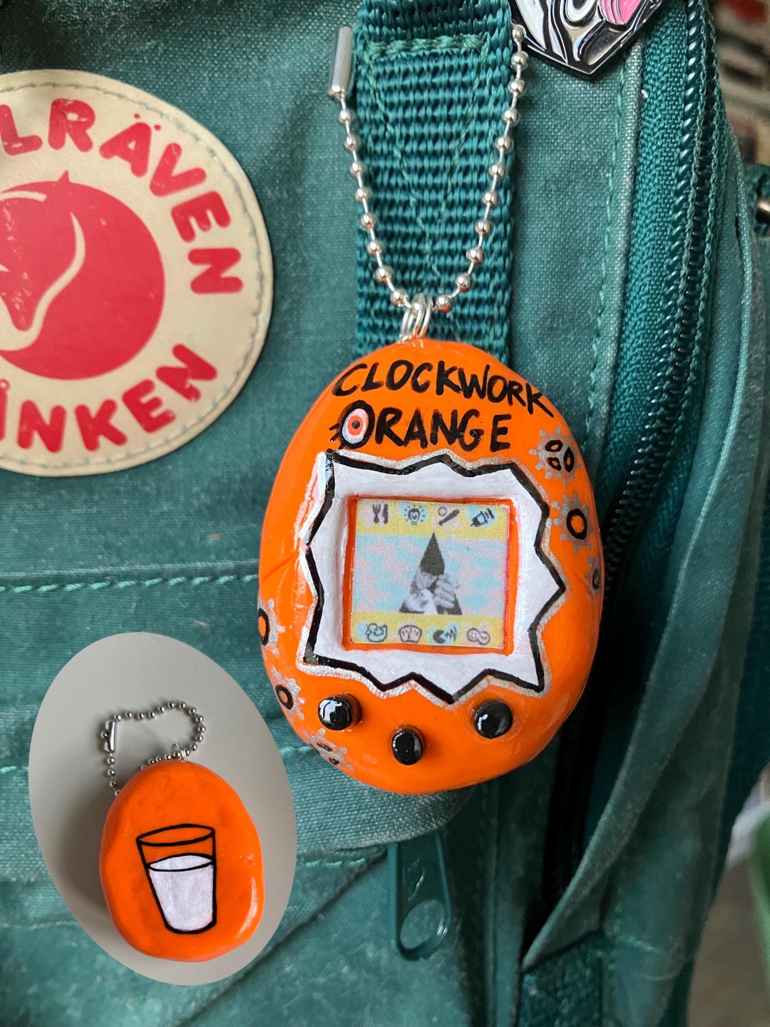 Clockwork Orange Tamagotchi (not Real) Keychain/bag Jewelry, Handmade ...