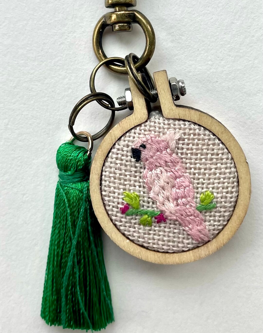 Hand Embroidered Miniature Embroidery Hoop Keychain / Bag Charm - Etsy