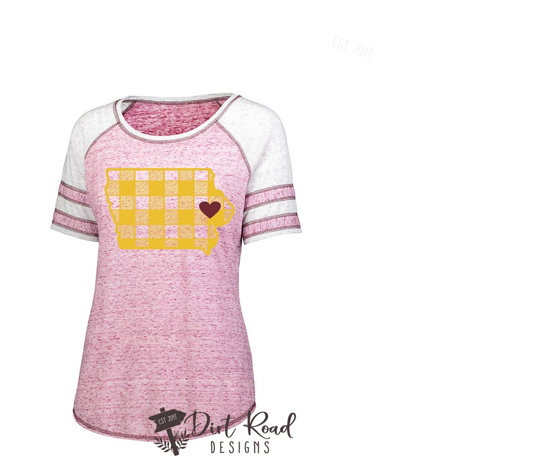 Plaid State of Iowa Maroon, White & Gold Vintage Tee - Etsy