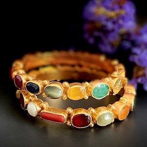 Navratna Bangle in 925 Silver, 925 Silver Bangles, Heirloom Navratna ...