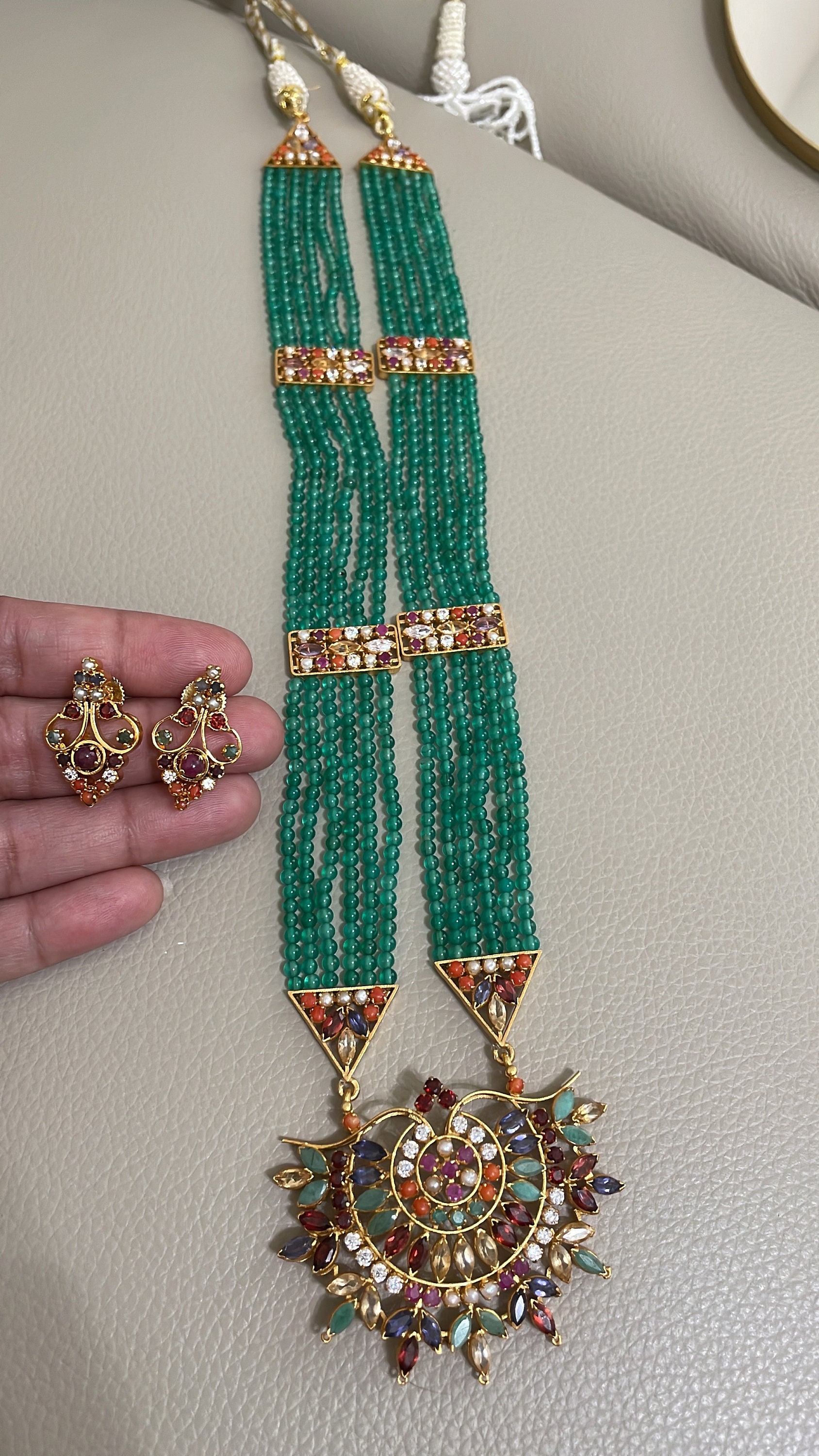 Rani Haar Long Navratan Mala Rani Haar Set/ Indian Pakistani - Etsy