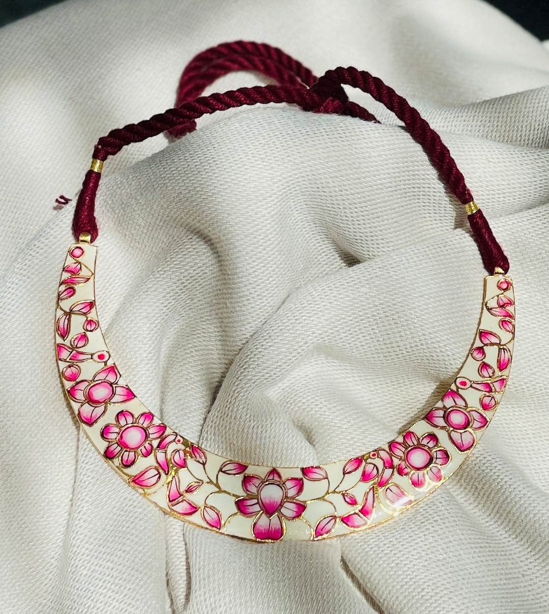 Meenakari Silver Hasli Enamel and Gold Polish Hasli - Etsy