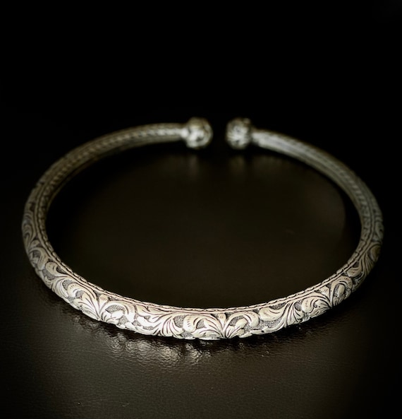 Oxidized Pure Silver Full Hasli Pure Silver Hasli Indian | Etsy