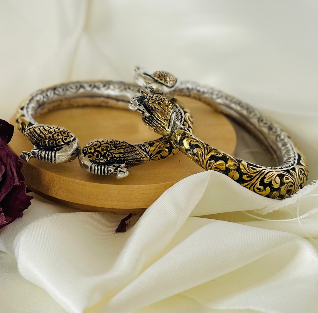 Dual Tone Silver Kada, Tribal Kada, Handmade Jewelry, Ethnic Jewelry ...