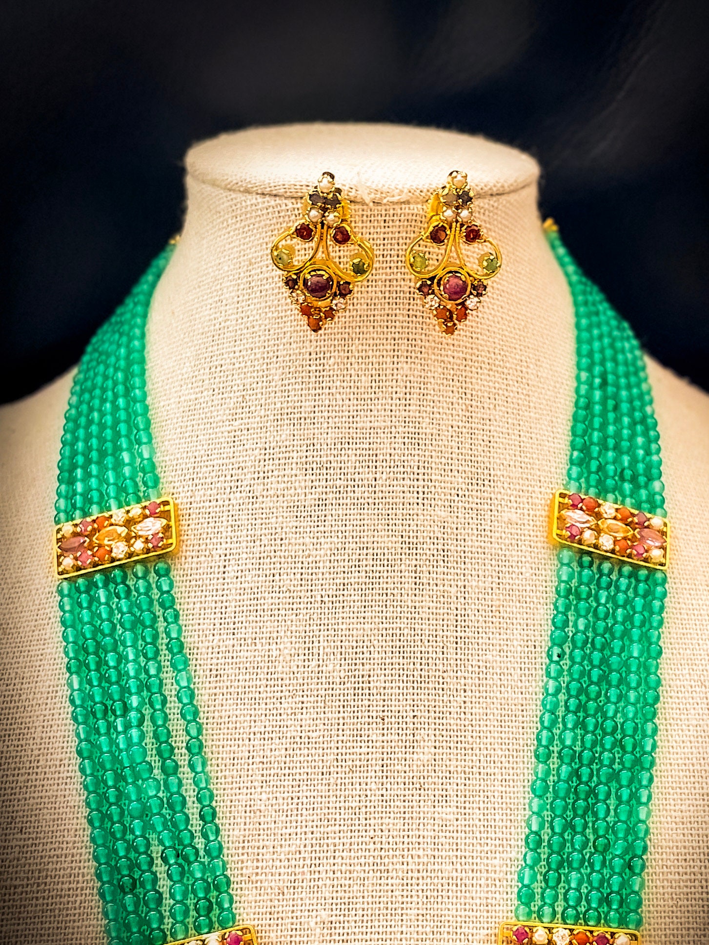 Rani Haar Long Navratan Mala Rani Haar Set/ Indian Pakistani - Etsy