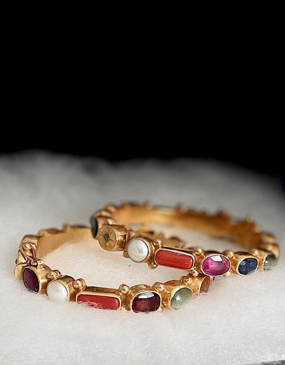 Navratna Bangle in 925 Silver, 925 Silver Bangles, Heirloom Navratna ...