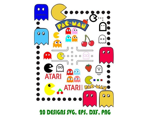 Pac Man SVG Bundle 20 Designs png dxf EPS & SVG Files | Etsy