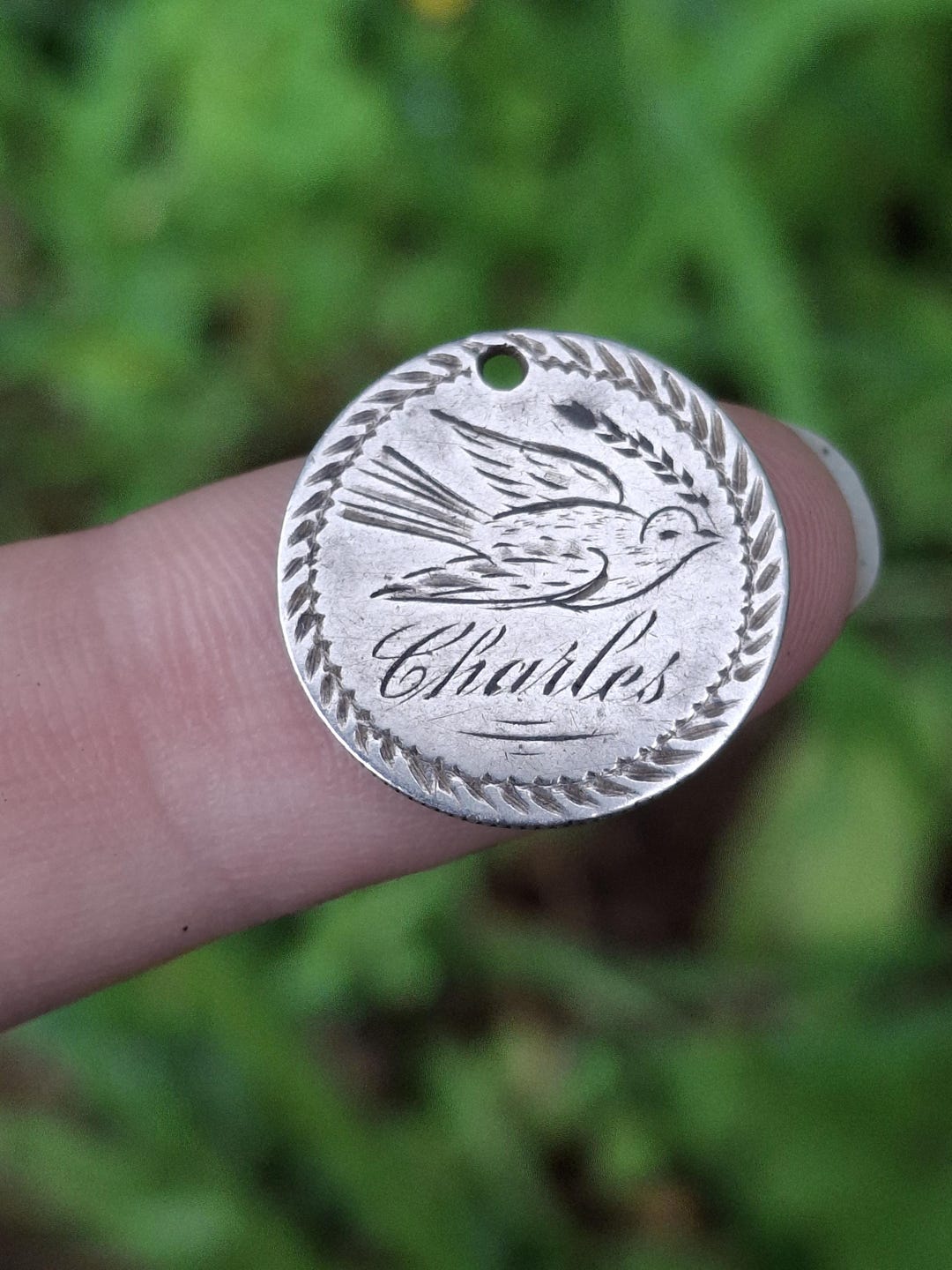 Antique Victorian Era Silver Engraved Love Token Coin - Charles - Etsy