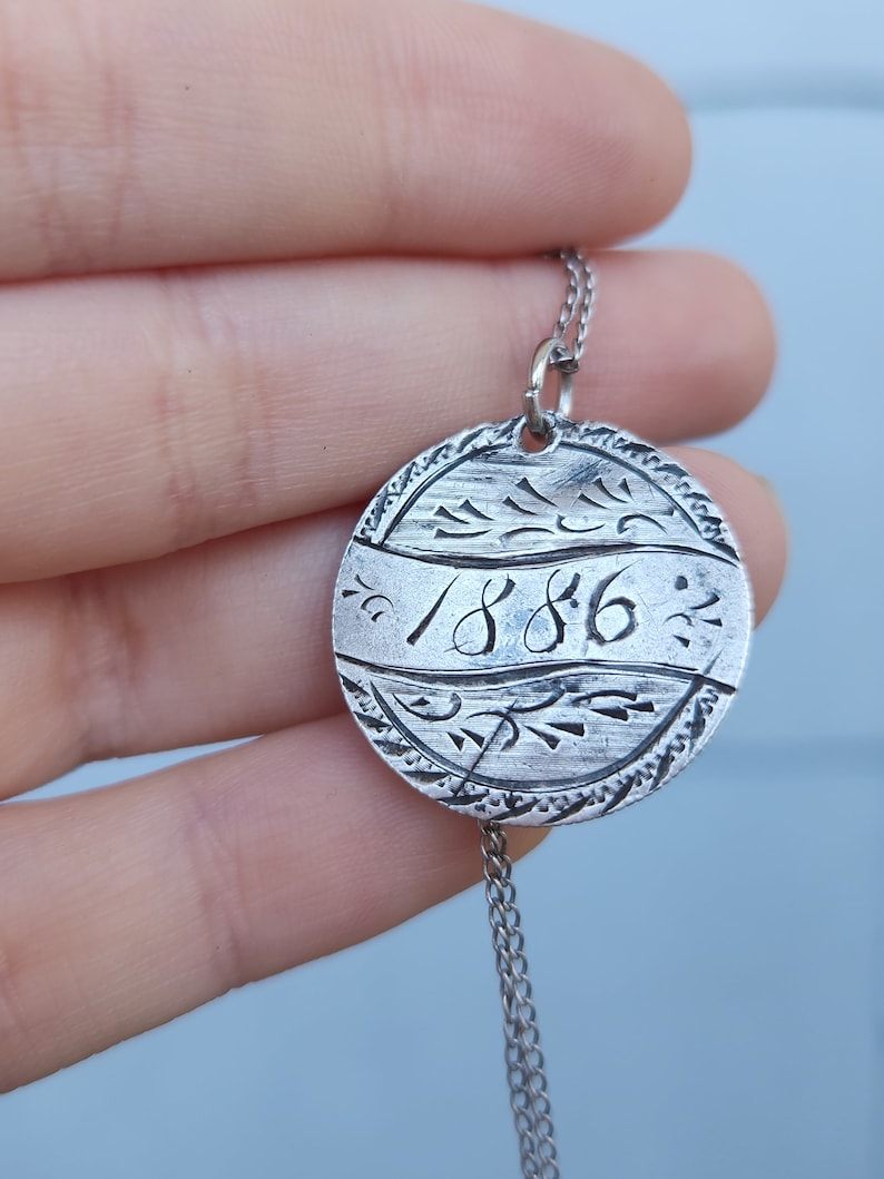 Antique Victorian Era Silver Double Sided Engraved Love Token Coin ...