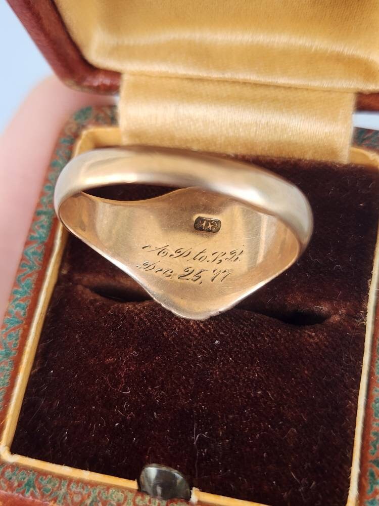 Antique Victorian Rose Gold Signet Ring Engraved and - Etsy