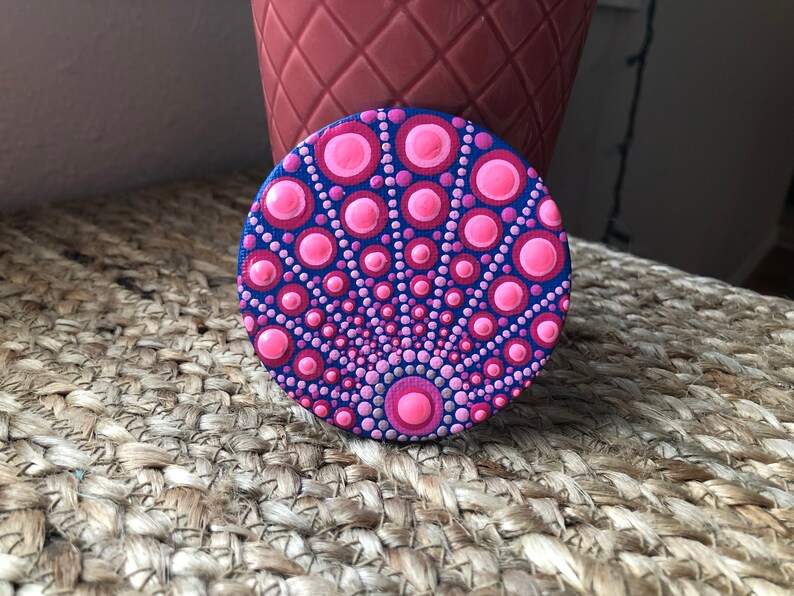 Bubble Gum Pink seashell Dot Mandala Magnet | Etsy