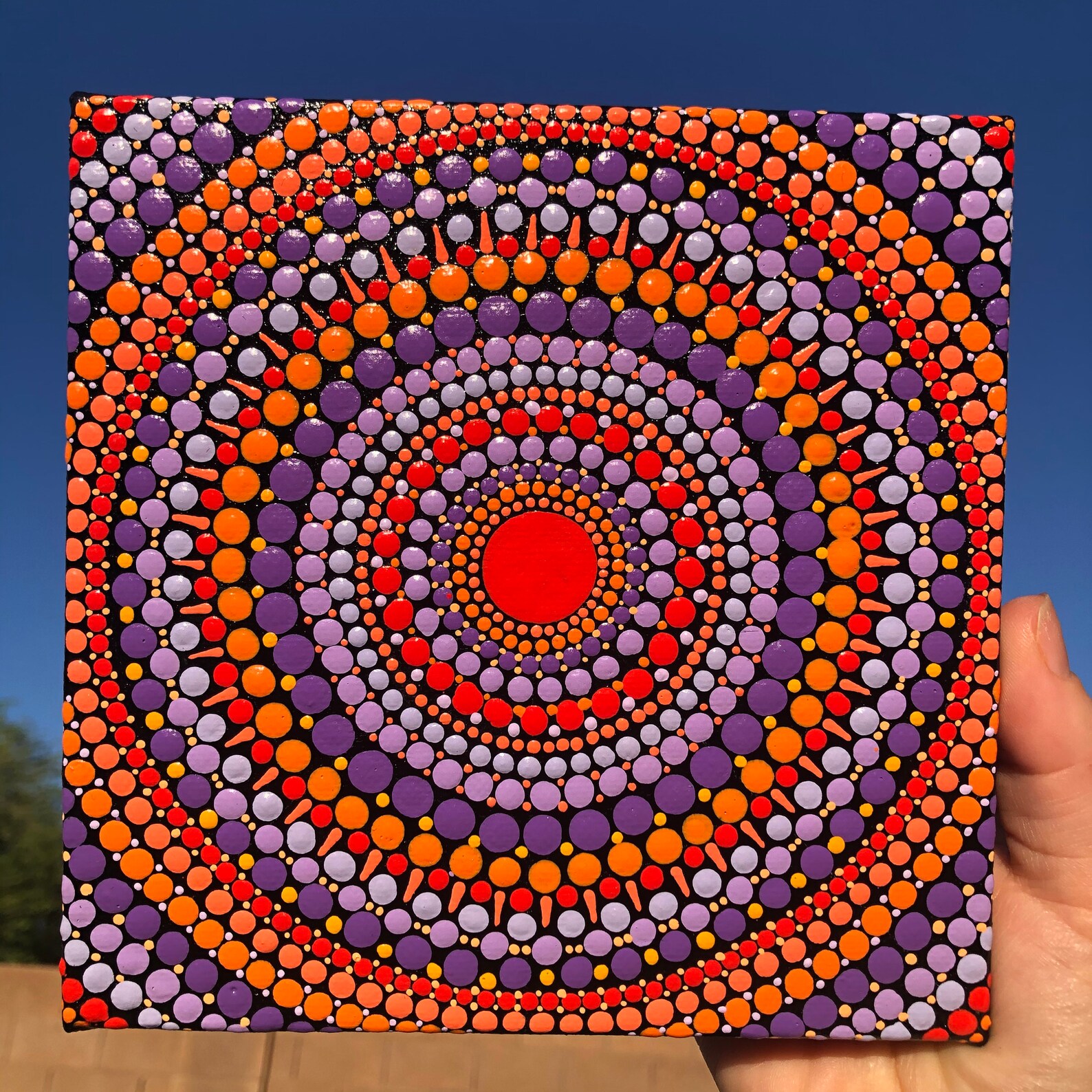 Summer Sunset 6x6 Dot Mandala Canvas Painting | Etsy